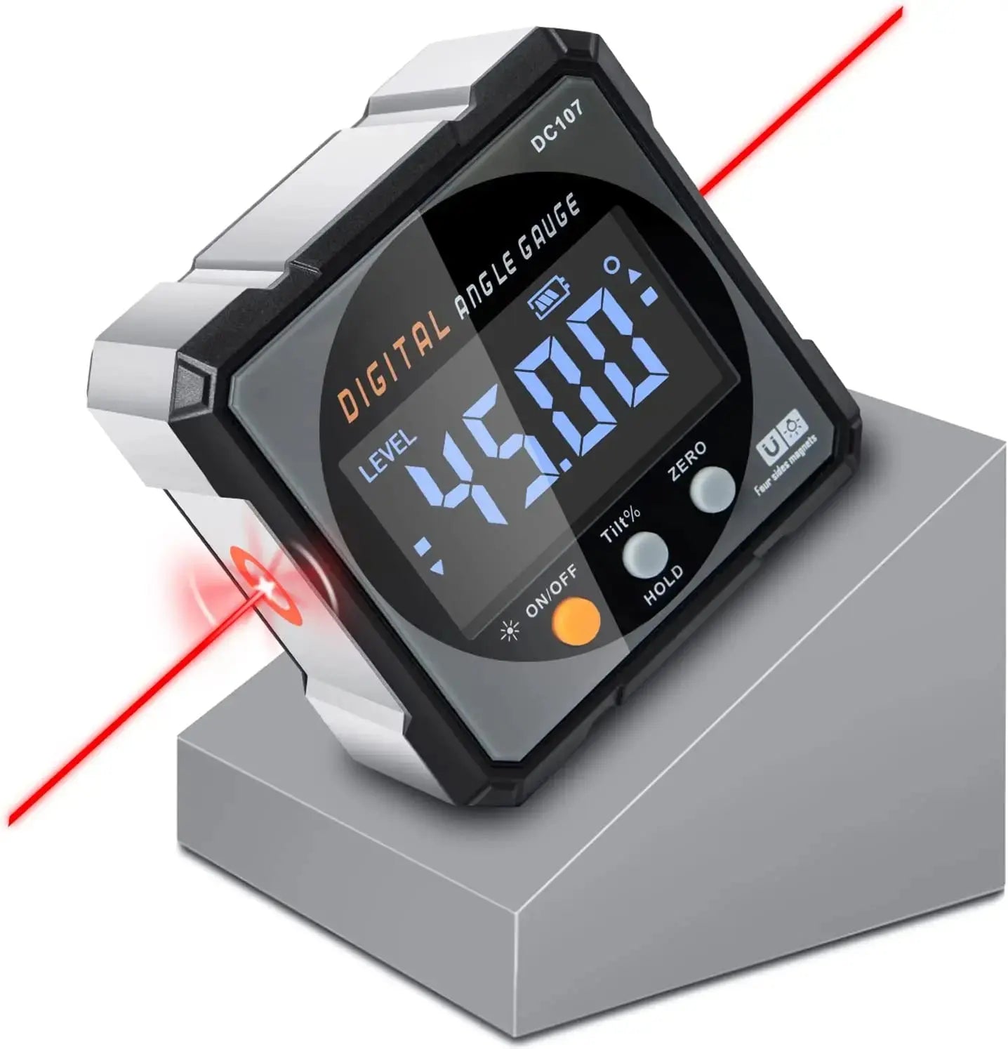 Digital Angle Finder with Electronic Laser Protractor Inclinometer Level Ruler USB Rechargeable
